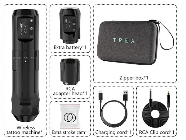 T Rex Wireless Wireless Tattoo Machine Pen Machine Gun With Rotating ...