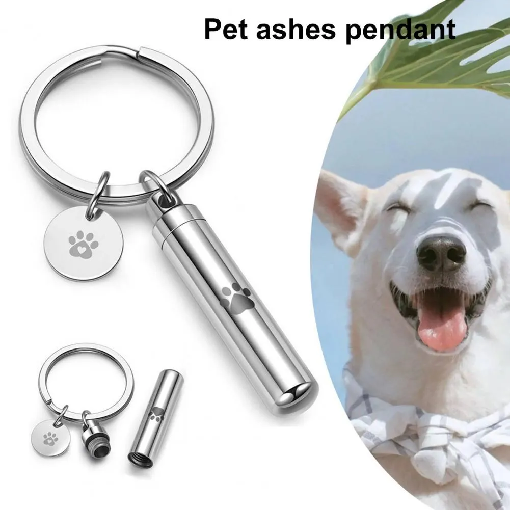 Paw Print Keepsake Keychain: Memorial Dog Tag Engraved Key Ring for Pet ...