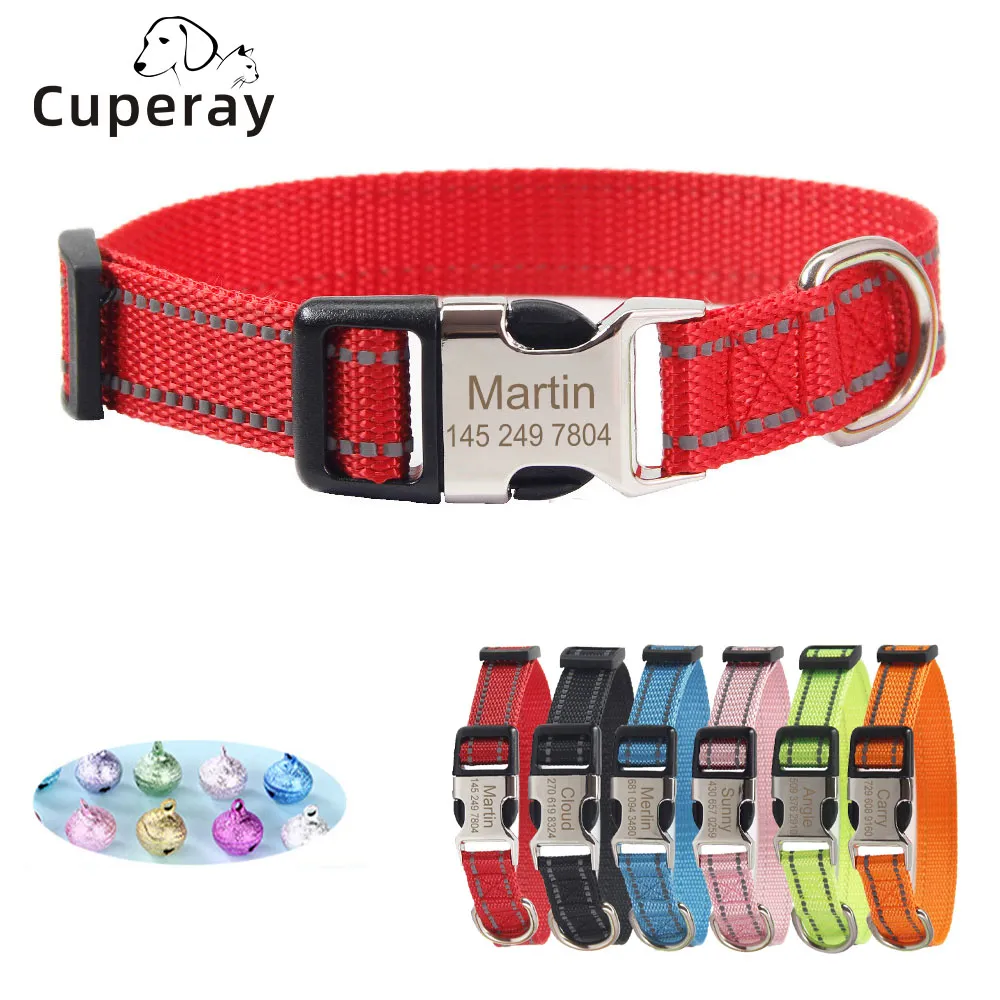 Customizable Reflective Dog dog collars with...