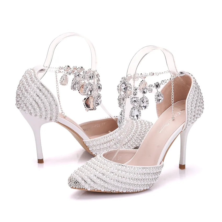Wholesale Crystal Queen Bridal Rhinestone Pointed Toe High Heels ...