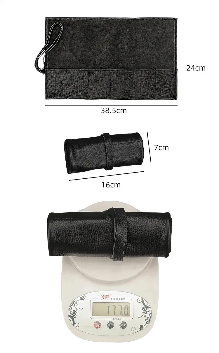 Selling 6-Slot Black Leather Watch Storage Bag Rolling Watch Bag ...