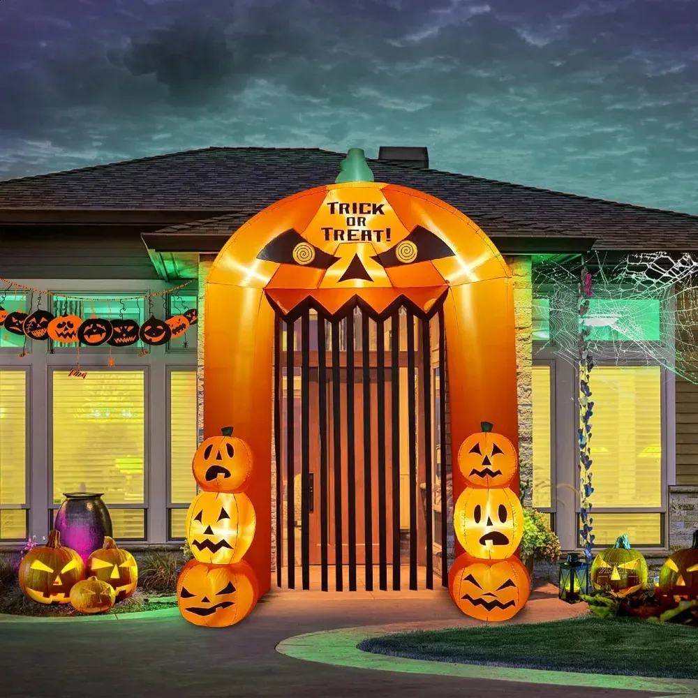 95 Feet Halloween Inflatable Pumpkin Arch High Gate with LED Light ...