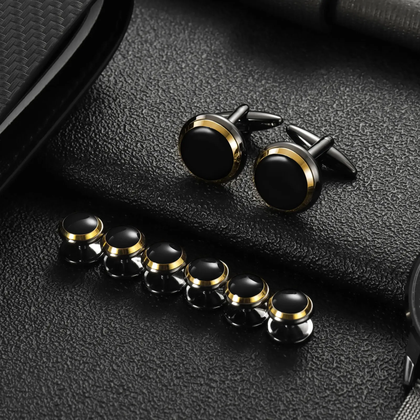 Hawson Stylish Enamel Cufflinks and Shirt Studs Set for Men, General ...