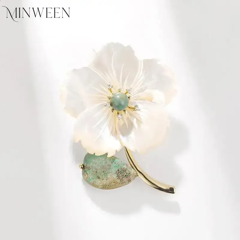 Pear Shell Flower Brooch - Versatile Natural Mother of Pearl Brooch Pin ...
