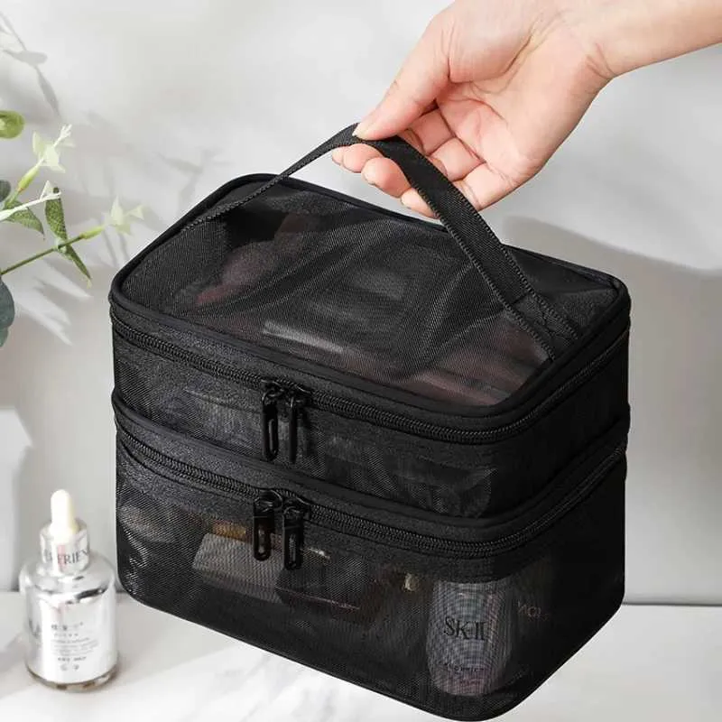 Transparent Mesh Makeup Organizer Bag for Travel - Cosmetic & Toiletry ...