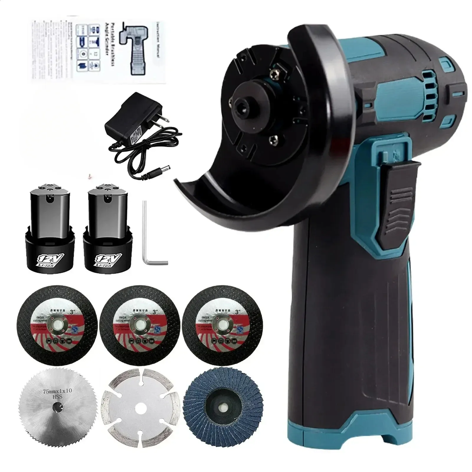 Brushless Cordless Angle Grinder, 12V Mini Polishing Machine With ...