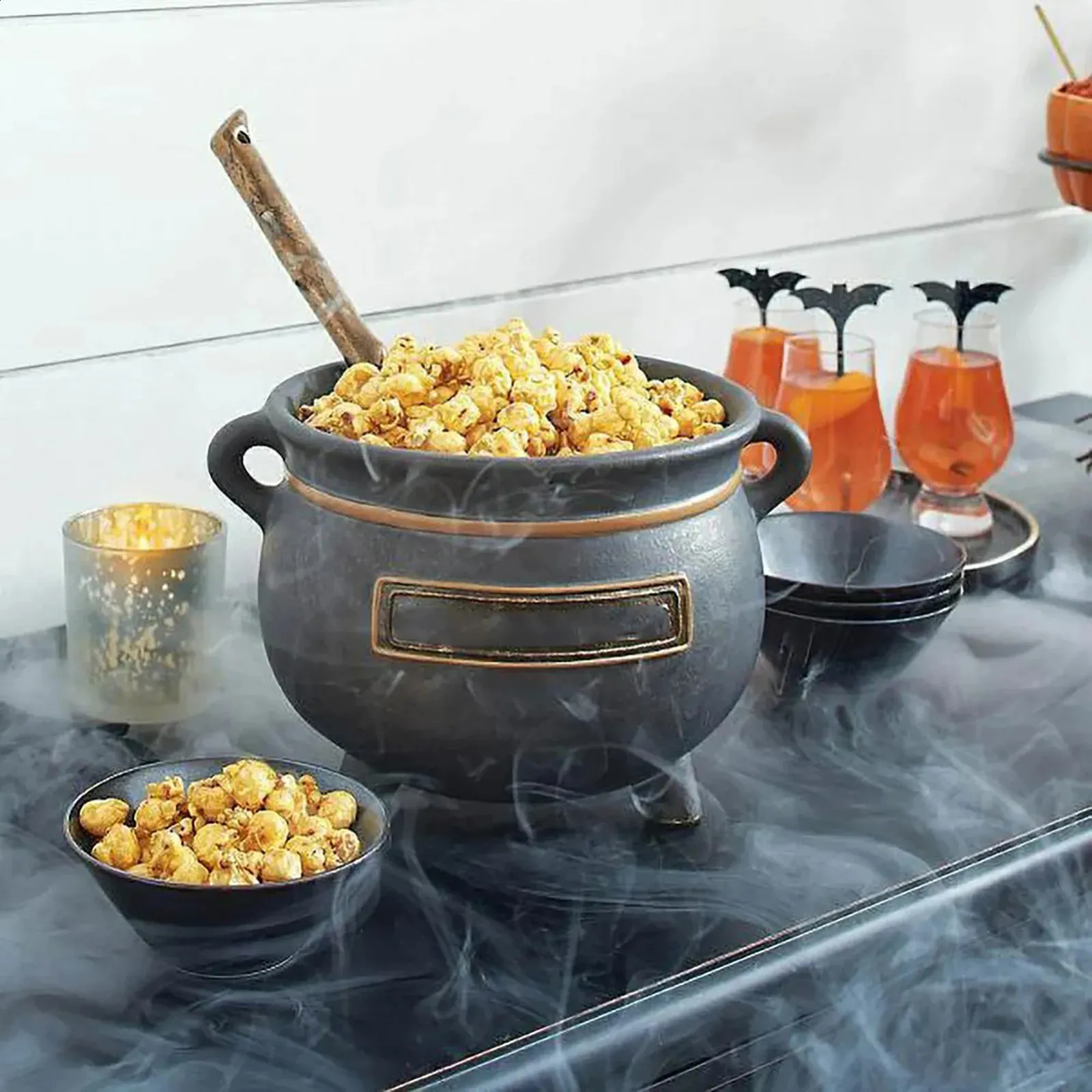 Halloween Witches Cauldron Serving Bowls - Resin Candy Bucket for ...