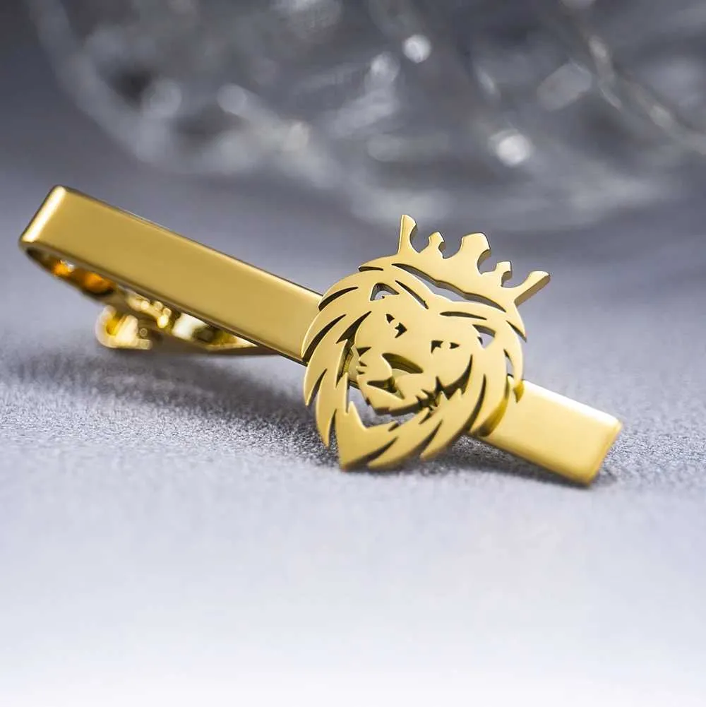 Stainless Steel Lion Head Tie Clip - Punk Rock Animal Tie Bar for Men ...
