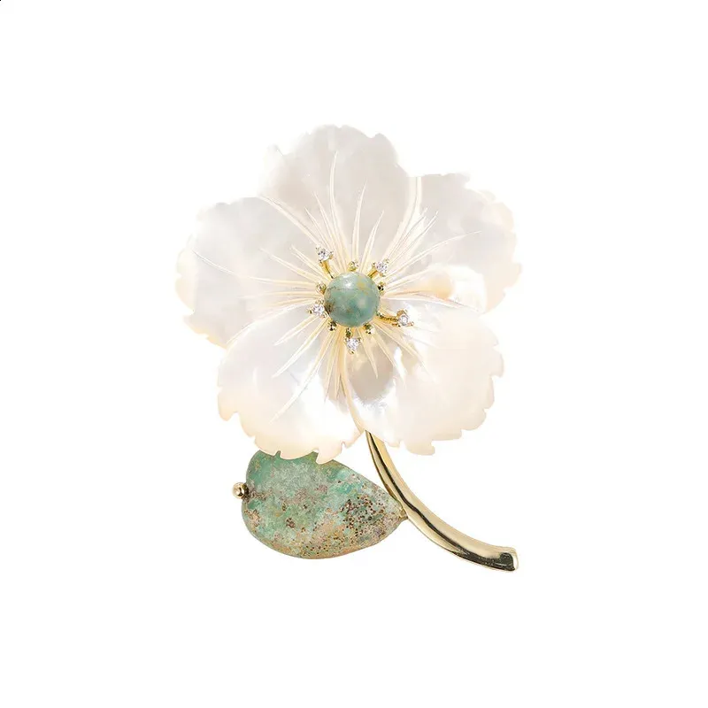 Pear Shell Flower Brooch - Versatile Natural Mother of Pearl Brooch Pin ...