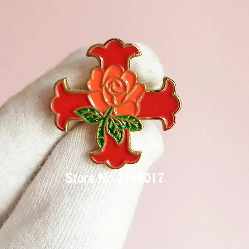 Fre Freemason Red Cross Lapel Pin With Constantines Red Cross, Rose ...