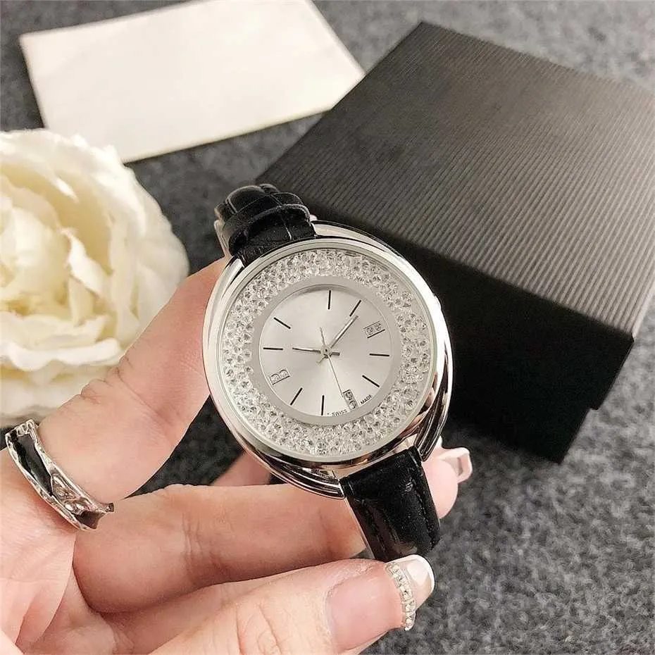 Korean Style Leather Montgomery Straps Watch For Women Big Silver ...