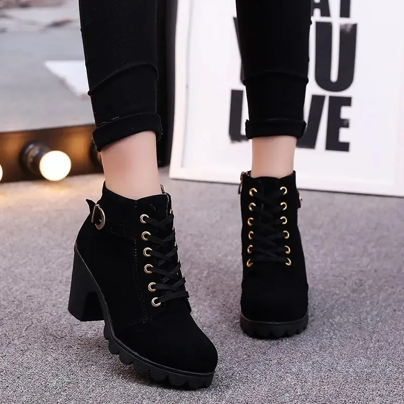 Womens Short Leather Boots Autumn Winter Footwear ... From Factory ...