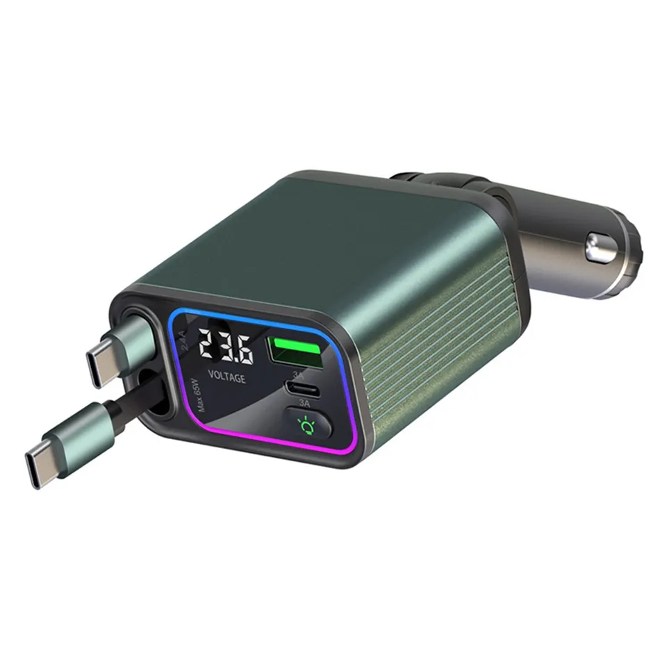 DHgate.com:4-Port 90W Car Charger with PD, QC & 5V Output, Retractable ...