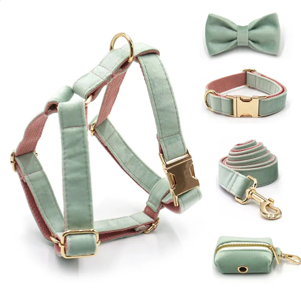 Mint Velvet Dog Harness Set Thick Padded Adjustable Collar With ...