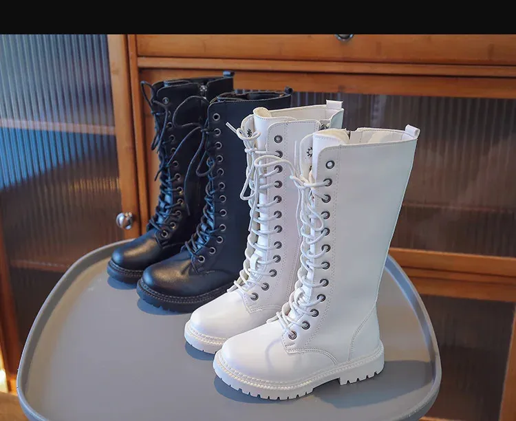 Girls' Black Knee High Long Boots: Autumn Winter Fashion Zipper ...