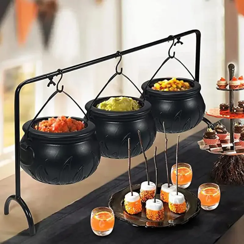 Halloween Candy Bowls Small Plastic Witches Cauldrons With Iron Rack ...