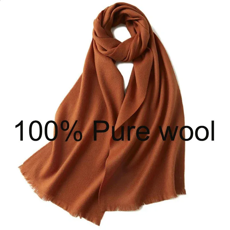 Women's 100% Pure Wool Scarf - Classic Solid Color, Warm & Long, Autumn ...