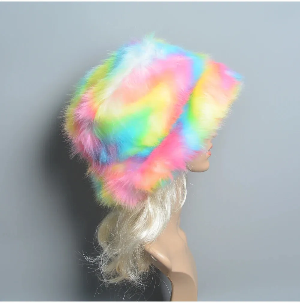 Women's Faux Fox Fur Winter Hat with Cotton Lining - Warm, Plush, Solid ...