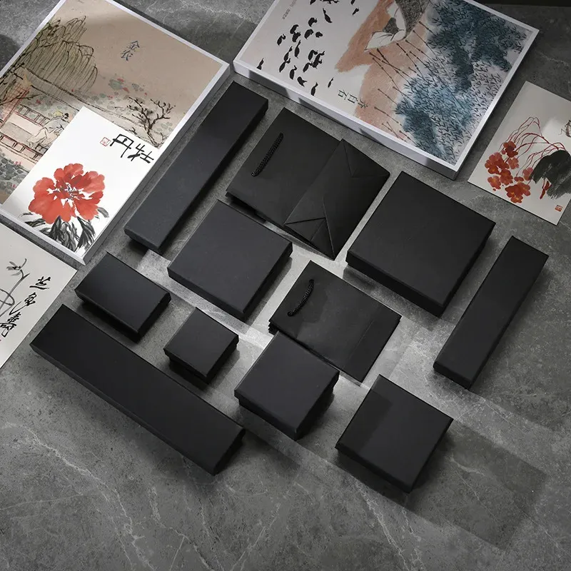 Black Cardboard Jewelry Boxes 12 Pack, Kraft Paper, Ring Watch Necklace ...