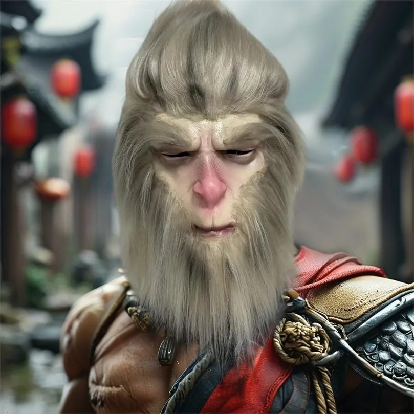 Realistic Black Myth Wukong Latex Masks Monkey King Cosplay Animal Head ...