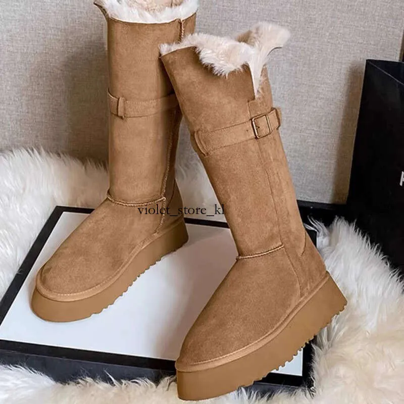Women's Fur Lined Mid-Calf Snow Boots with Thick Sole - Waterproof ...