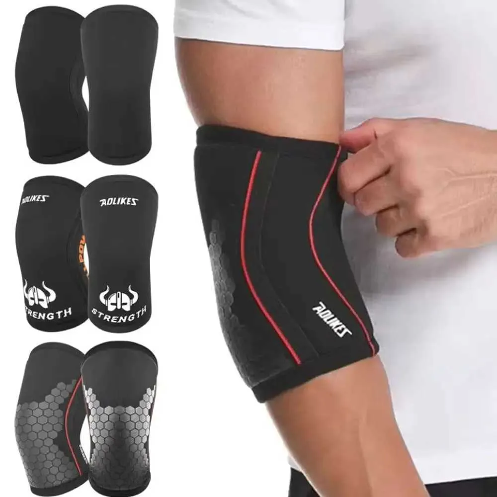 Neoprene Elbow Support Sleeves - 7mm Thick, Black, for Weightlifting ...