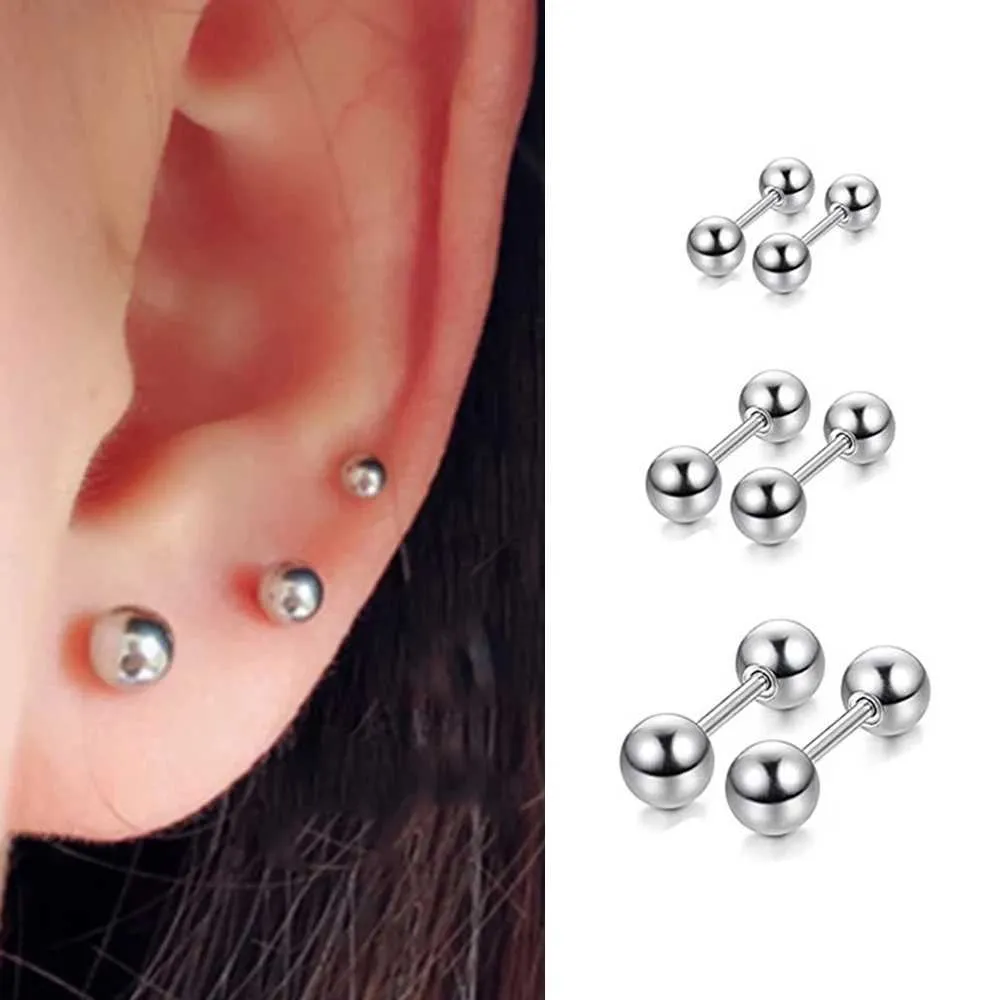 Stainless Steel Ear Studs 16G 18G 20G 14G Helix Tragus Cartilage Lobe 2Pcs 10Pcs Set for Women