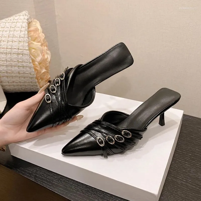 Luxury Pointed Toe Buckle Mules: Stylish Leather Pumps for Women from ...