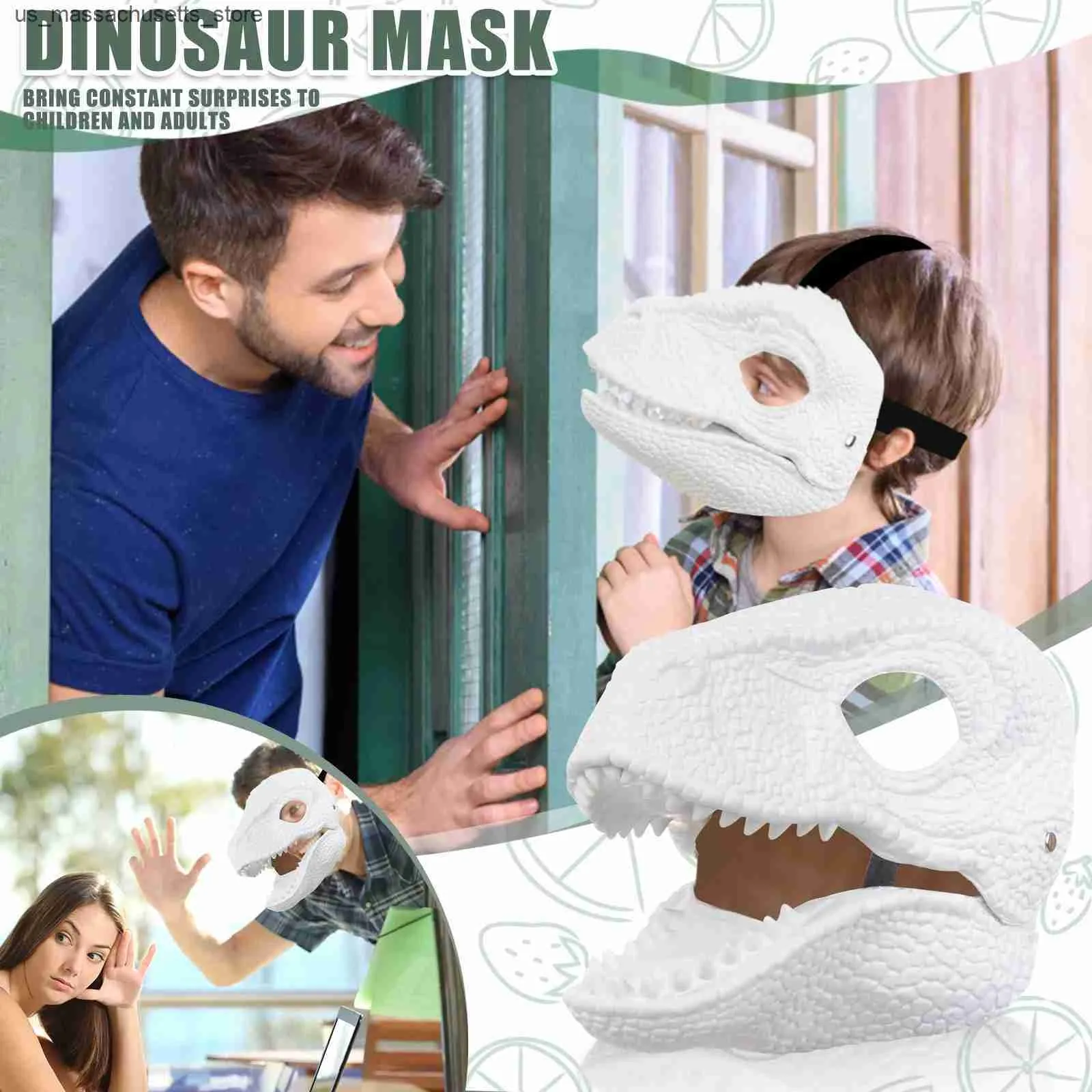 Dino Moving Jaw Open Mouth Dragon Mask For Kids Perfect For Halloween ...