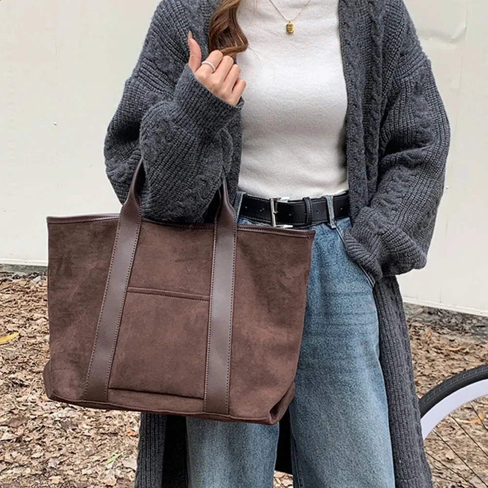 DHgate.com:Retro Suede Large Capacity Handbag | Stylish Autumn & Winter ...