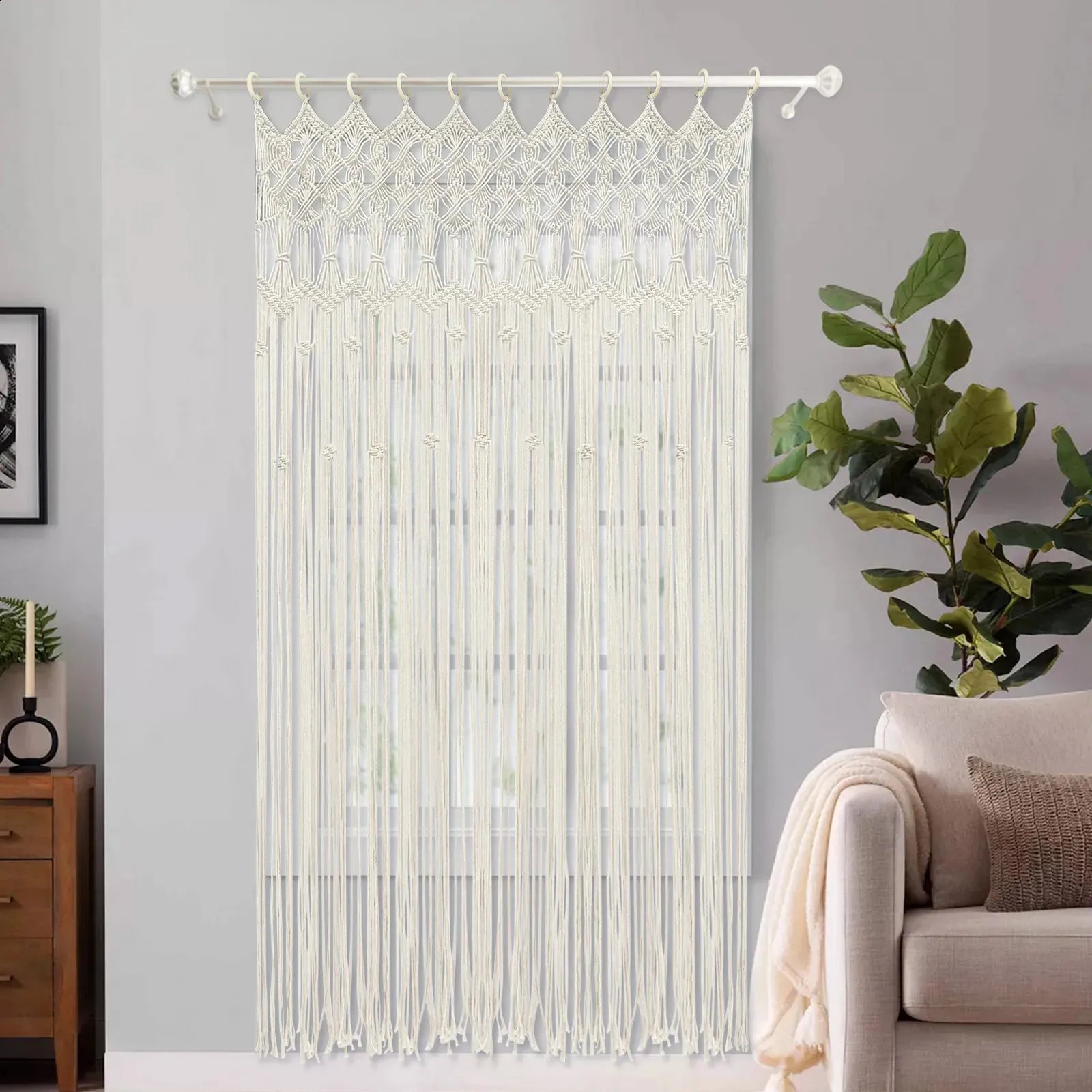 Bohemian Macrame Door & Window Curtains - Handmade Woven Tapestry with ...