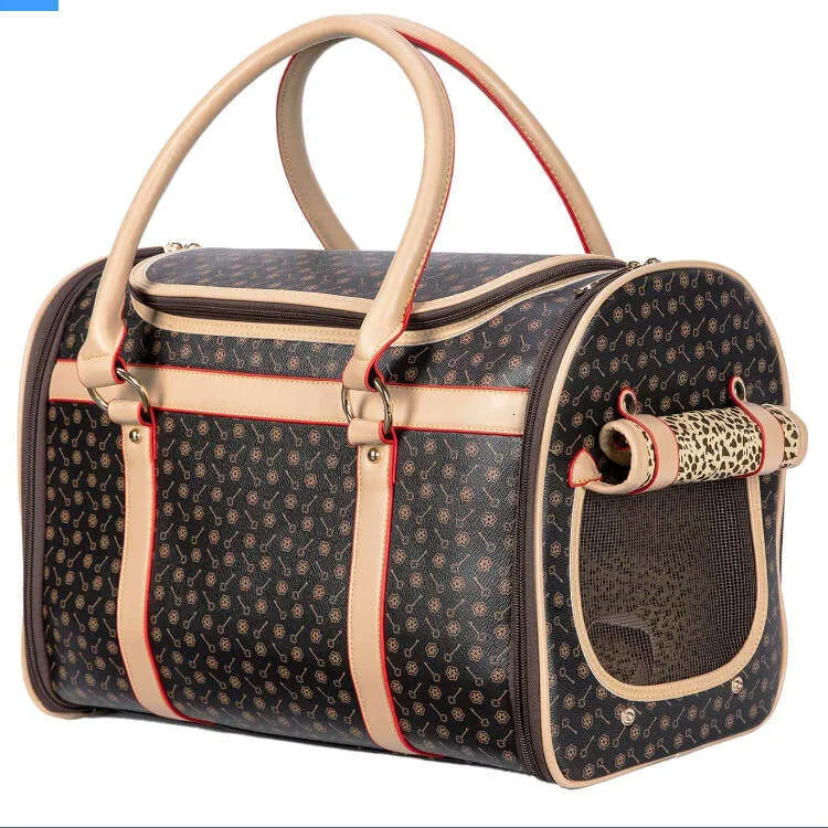 Waterproof Premium PU Leather Pet Carrier Handbag for Outdoor Travel ...