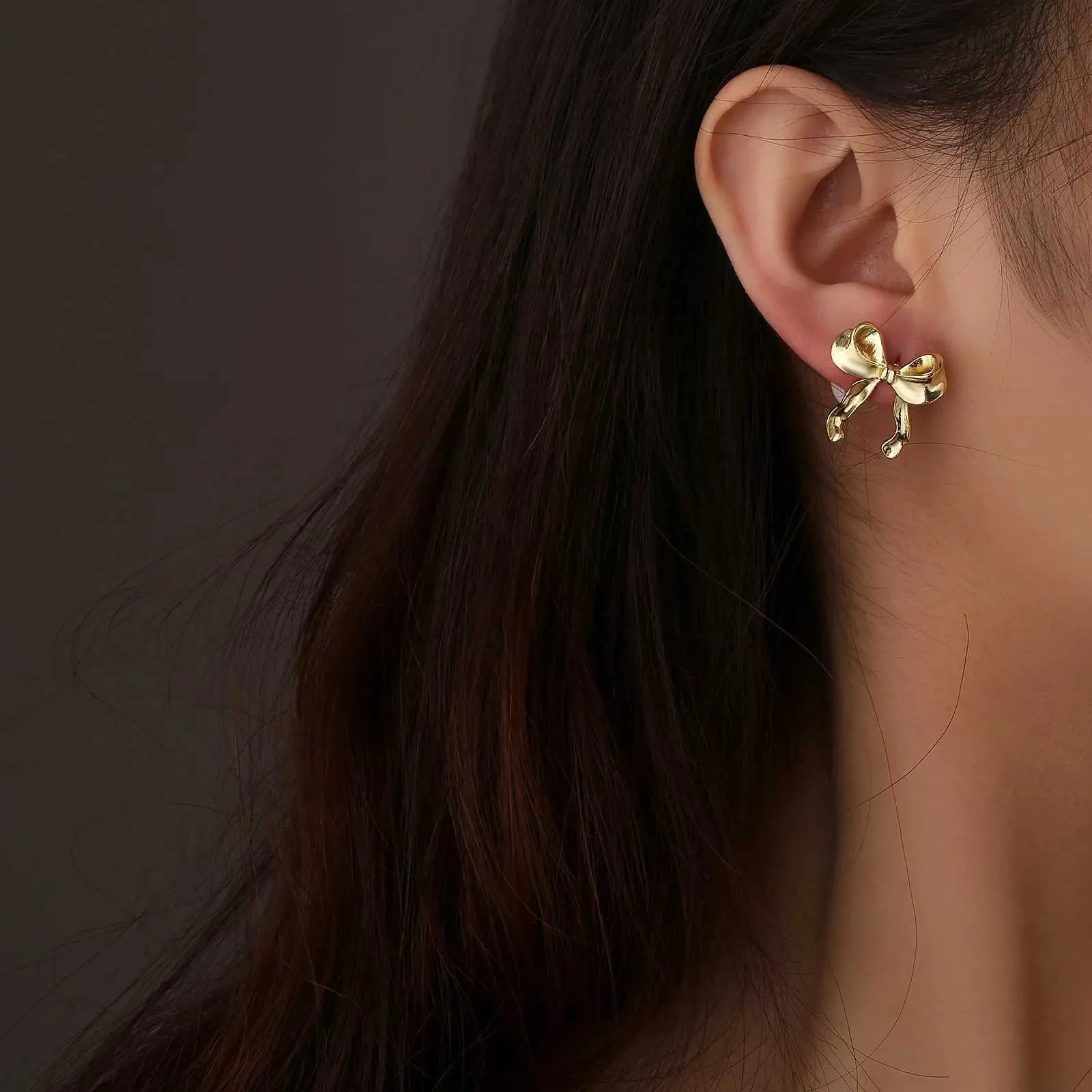 Gold & Silver Bow Stud Earrings for Women - Cute Nail Earring Jewelry ...