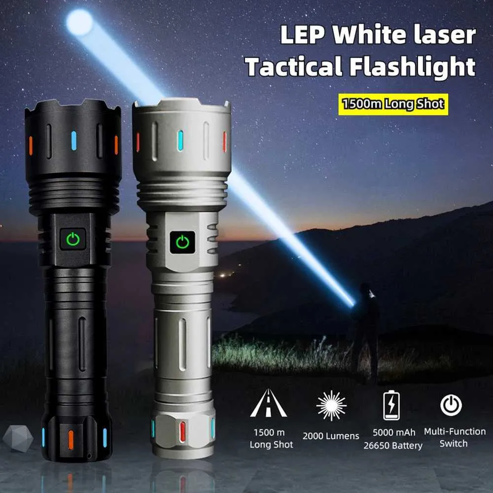 Ultra Bright 50W LEP Tactical Flashlight - C-Type Charging, Long Range ...