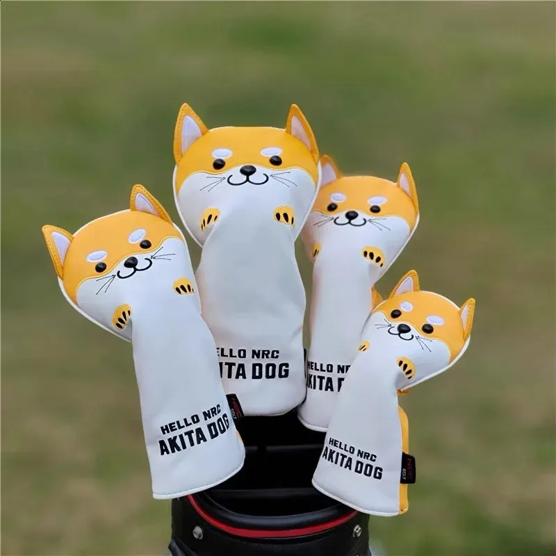 Cute Shiba Inu Golf Wood Head Cover - Yellow & White Club Protection ...