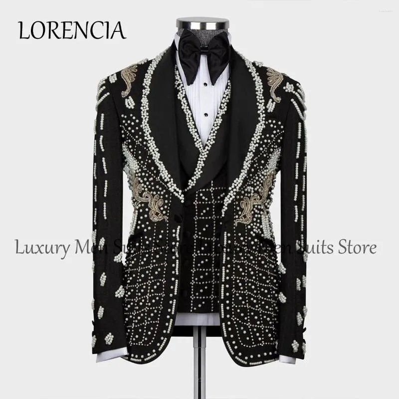 Trajes Para Hombres Perlas Formales Perlas De Doble Pecho Tuxedos Boda ...