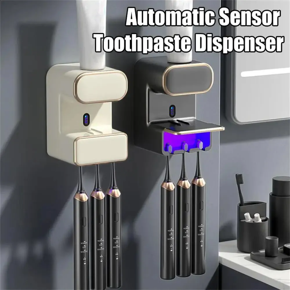 Automatic Toothpaste Dispenser With 3 Slots Wall Mount Toothbrush ...