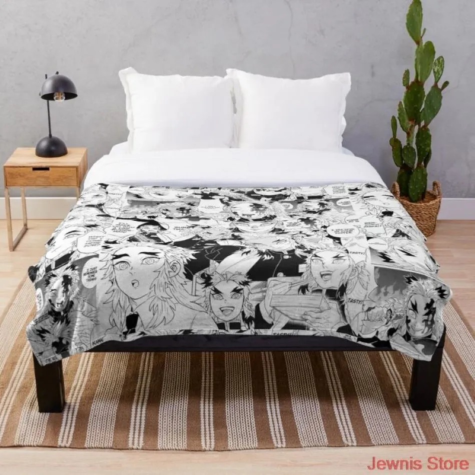 Rengoku Aniki Collage Demon Slayer Blanket Warm Cozy Letter Throw Print ...