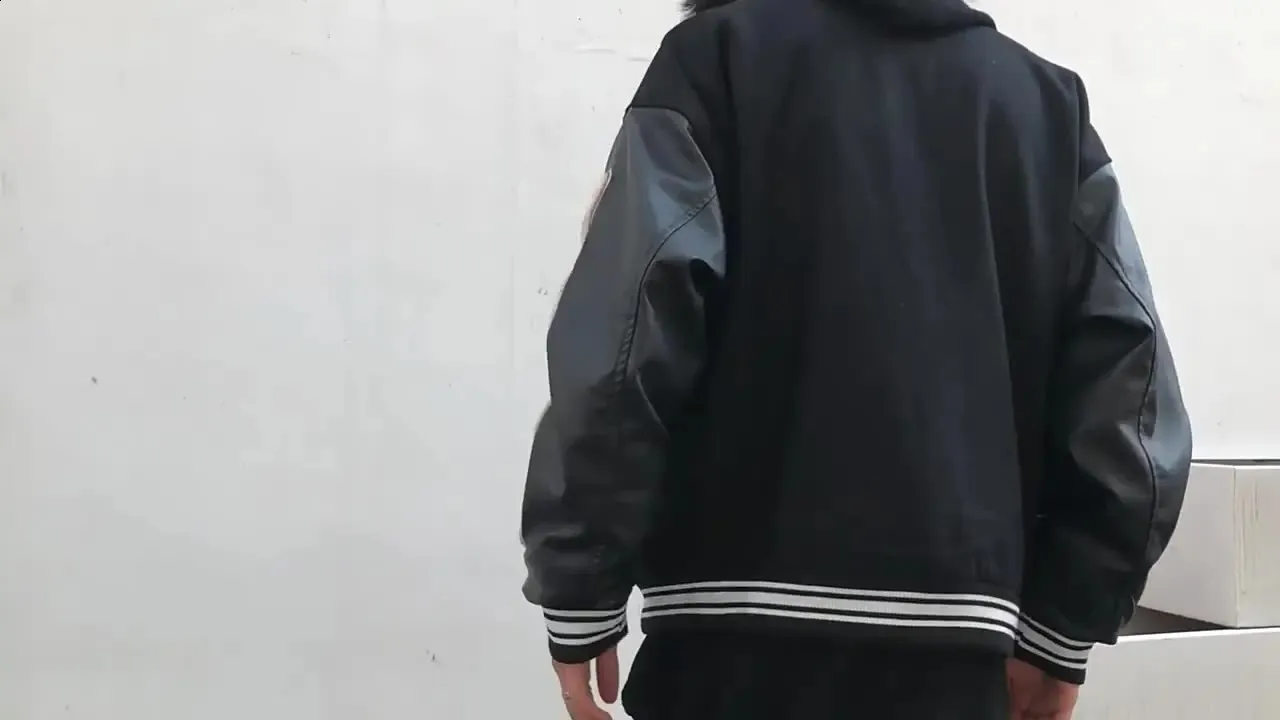 School Team Baseball Bomber Jacket Womens Hiphop Harajuku Bone Letter Patch Work Leather ...