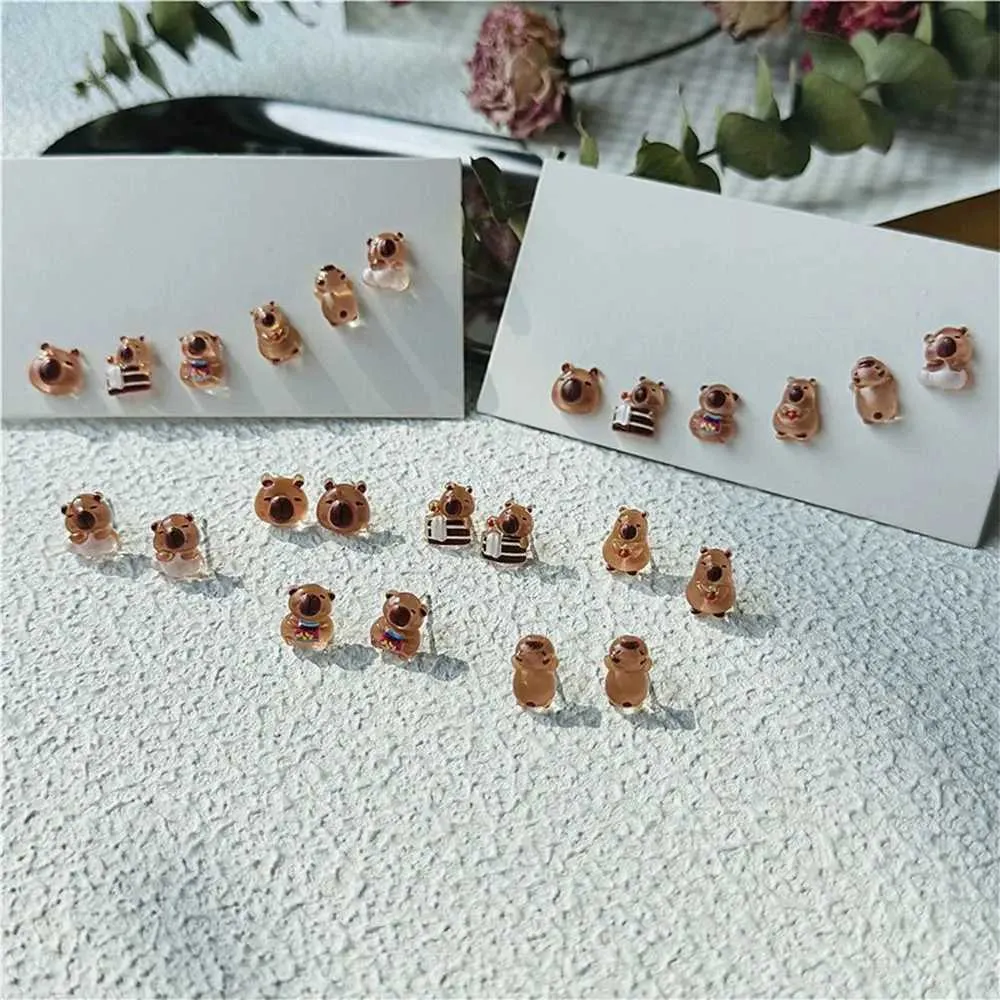 Cute Capybara Cartoon Mini Stud Earrings for Women - Handmade Animal ...