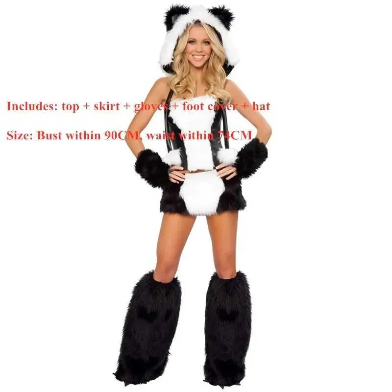 Adult Women Furry Animal Costume Outfit with Hasp Closure for Halloween ...