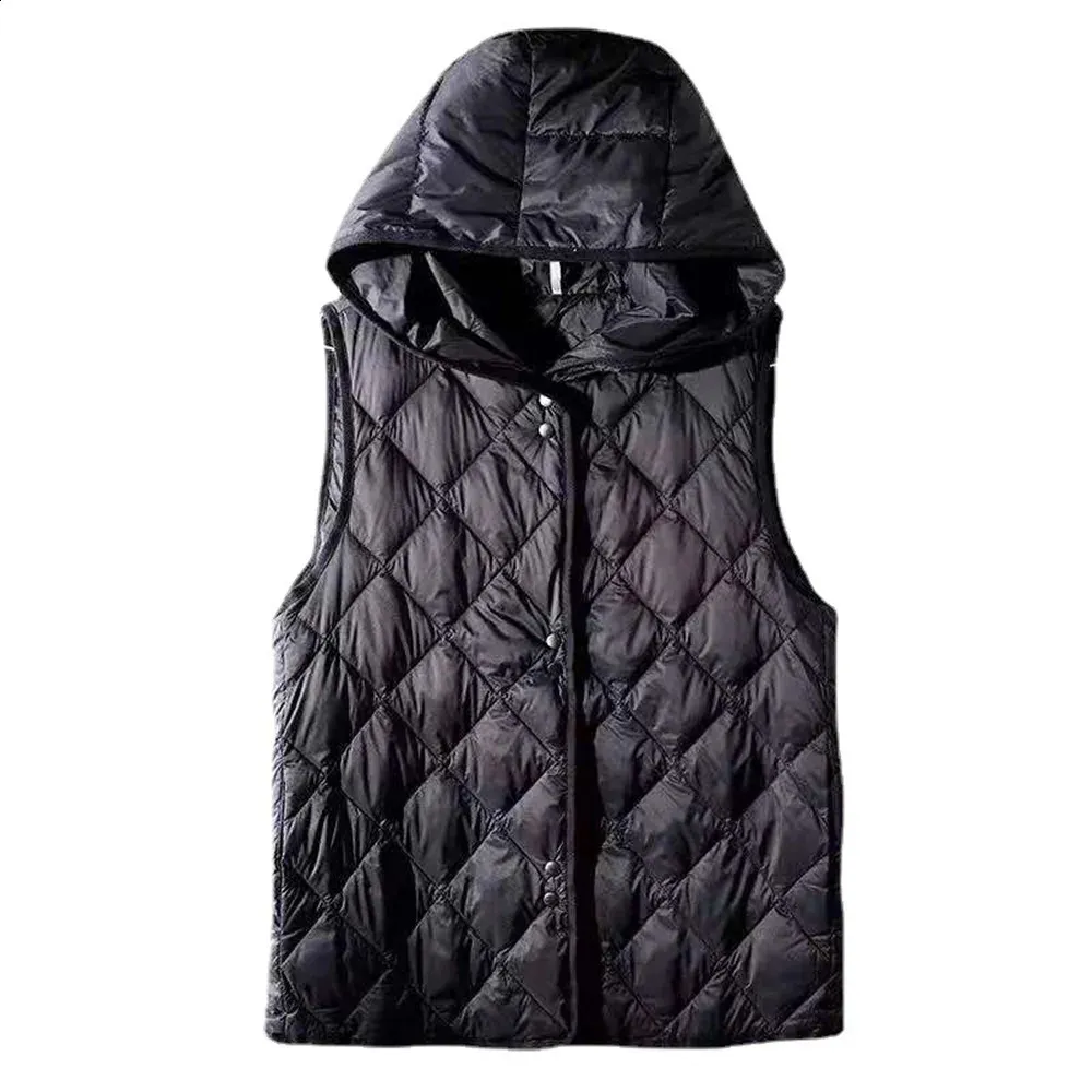 Womens short loose hooded sleeveless jacket with cotton belt acetate ...