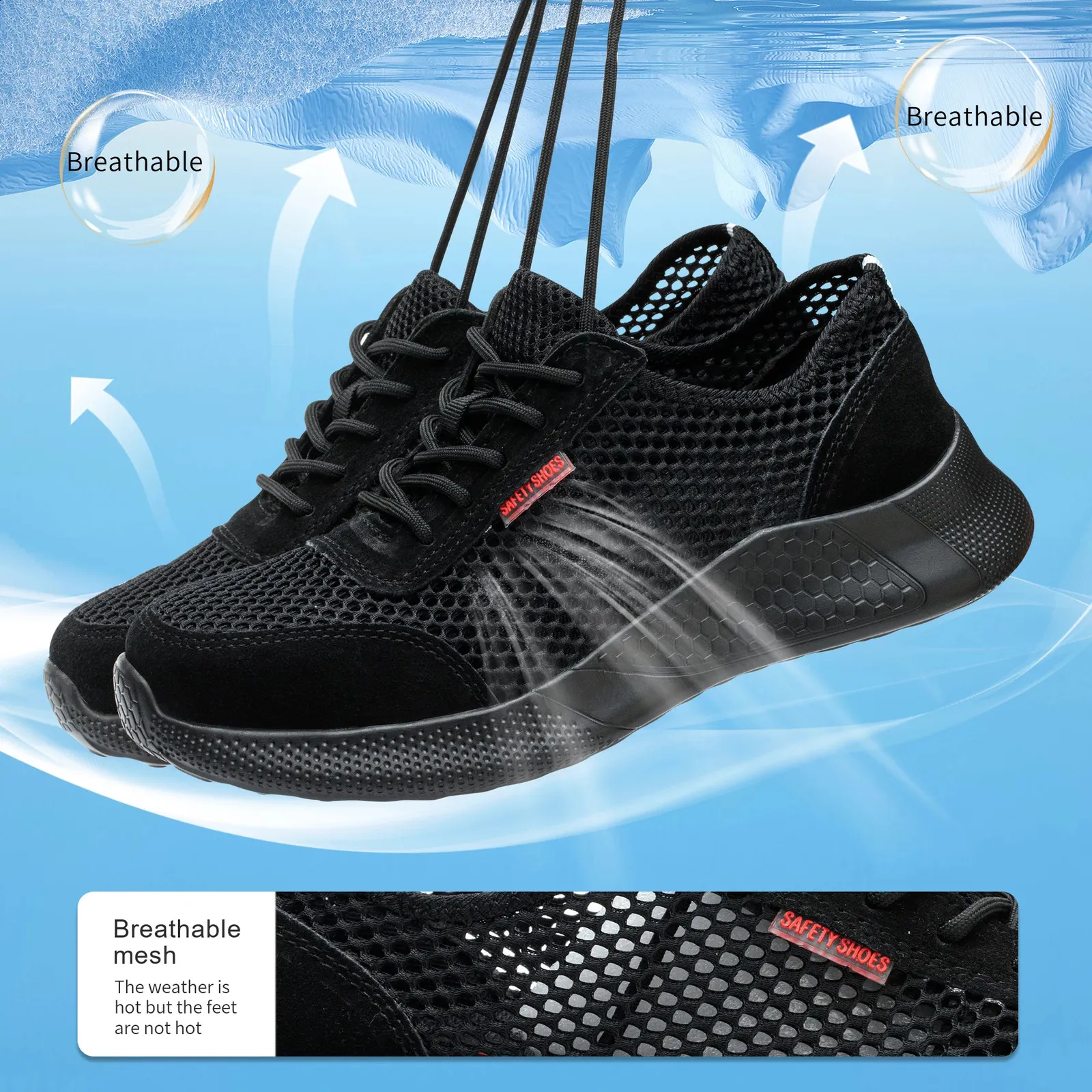 Breathable Work Shoes for Men - Lightweight Steel Toe Safety Shoes ...