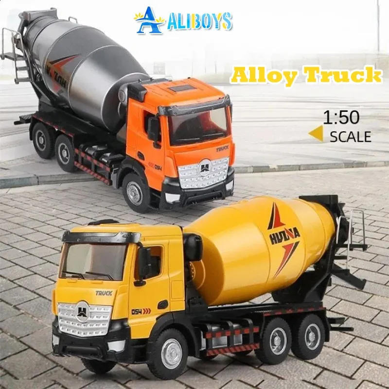 Huina Alloy Mixer Truck 1/50 Die Casting Sliding Concrete Engineering ...