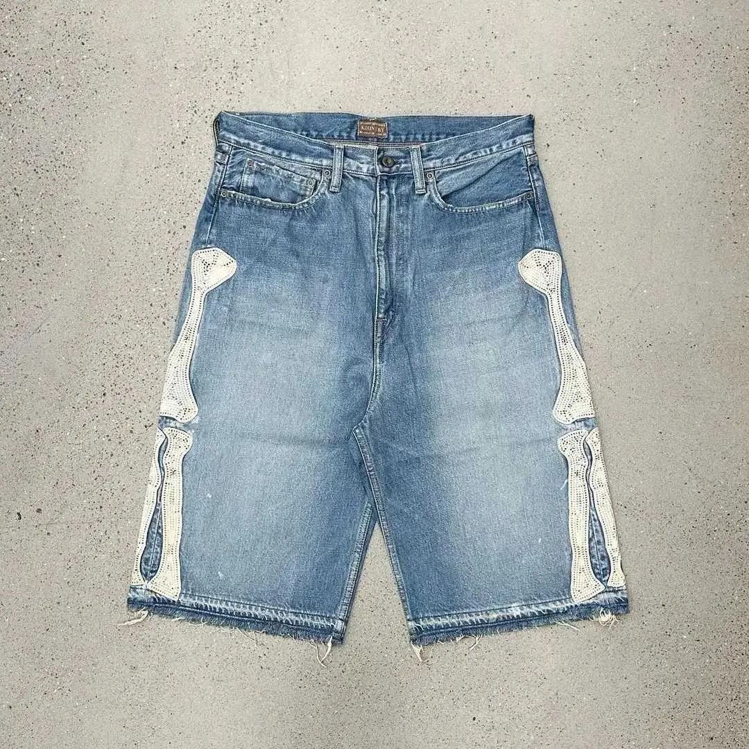Washed Retro Denim Shorts: Brick Edge, Raw Hem - Summer Fashion, Casual ...
