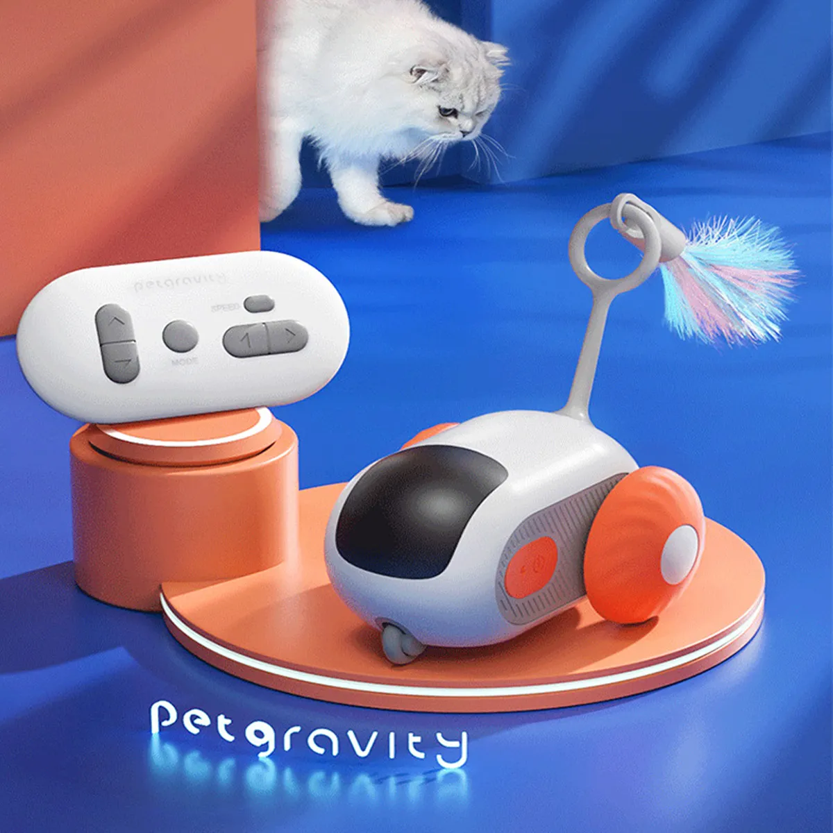 Interactive Cat Toy with Feather Teaser, Electric Remote Control ...