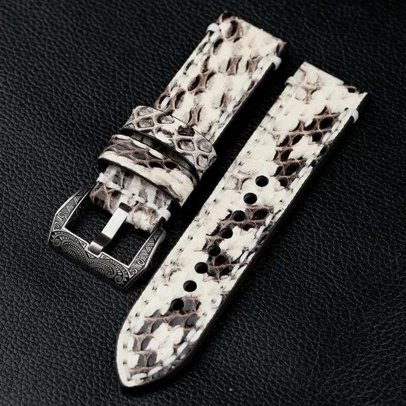 21mm Leather Watch Strap, Crocodile Watch Strap 22mm Handcrafted Snake ...