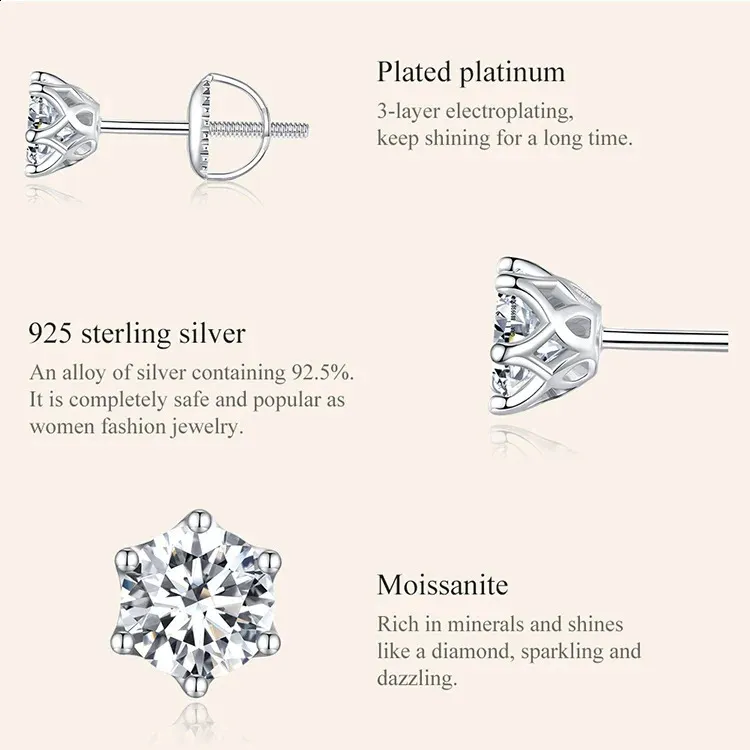 Premium 925 Silver Stud Earrings with Lab-Created Diamonds - Elegant ...