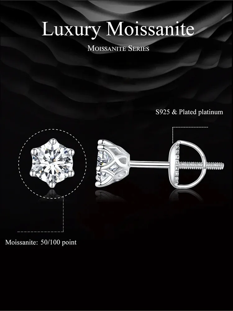 Premium 925 Silver Stud Earrings with Lab-Created Diamonds - Elegant ...