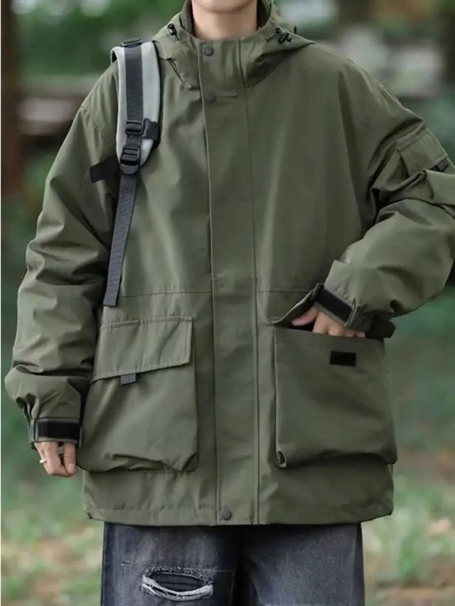 Men's Military Tactical Cargo Bomber Jacket Long Sleeve, Crew Hooded ...